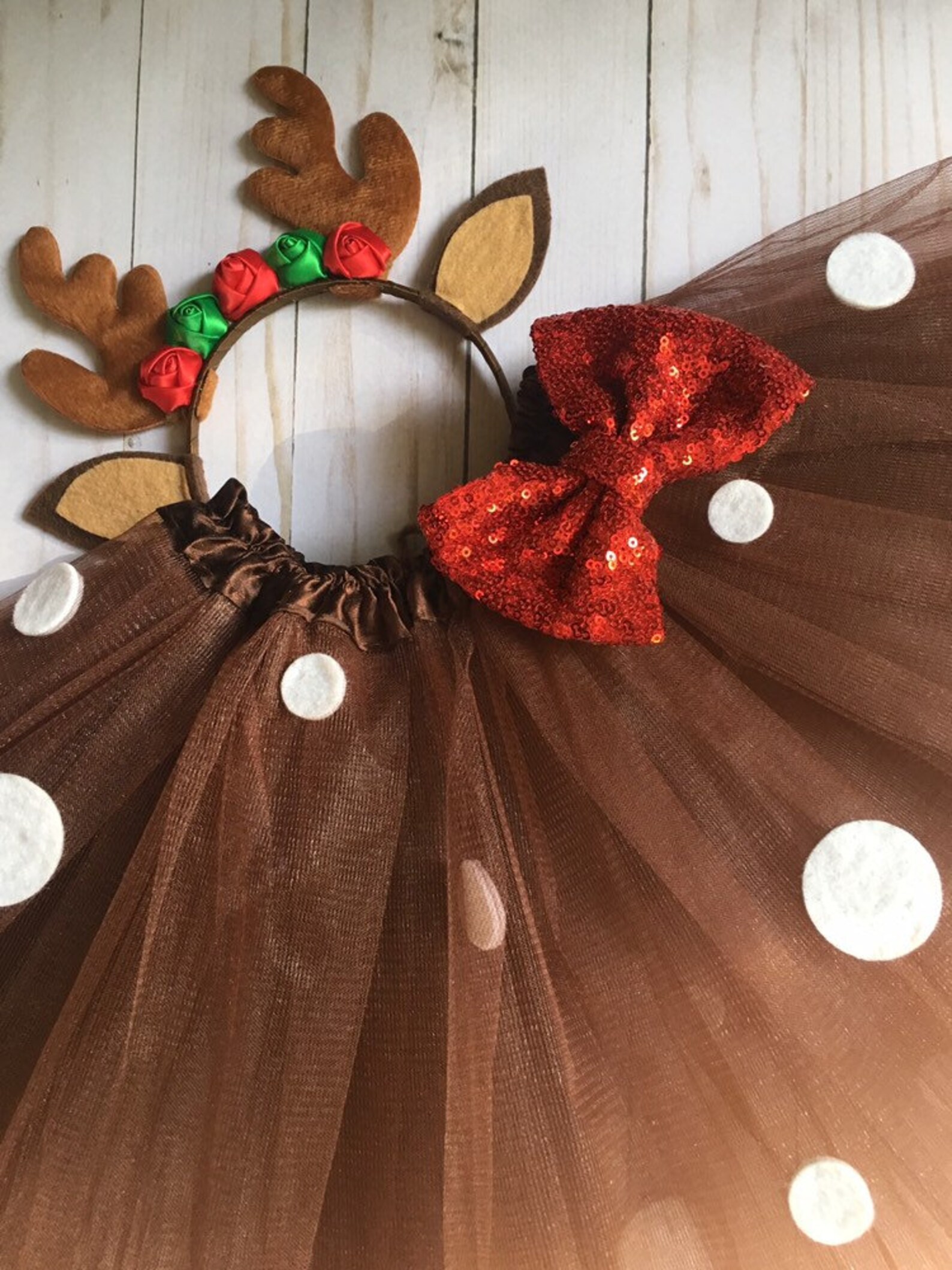 Reindeer Costume Girls Deer Outfit Brown Deer Tutu - Etsy
