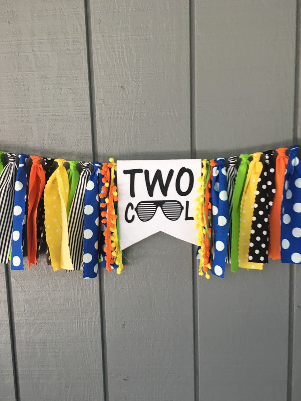 Boys two cool birthday banner second birthday banner two | Etsy