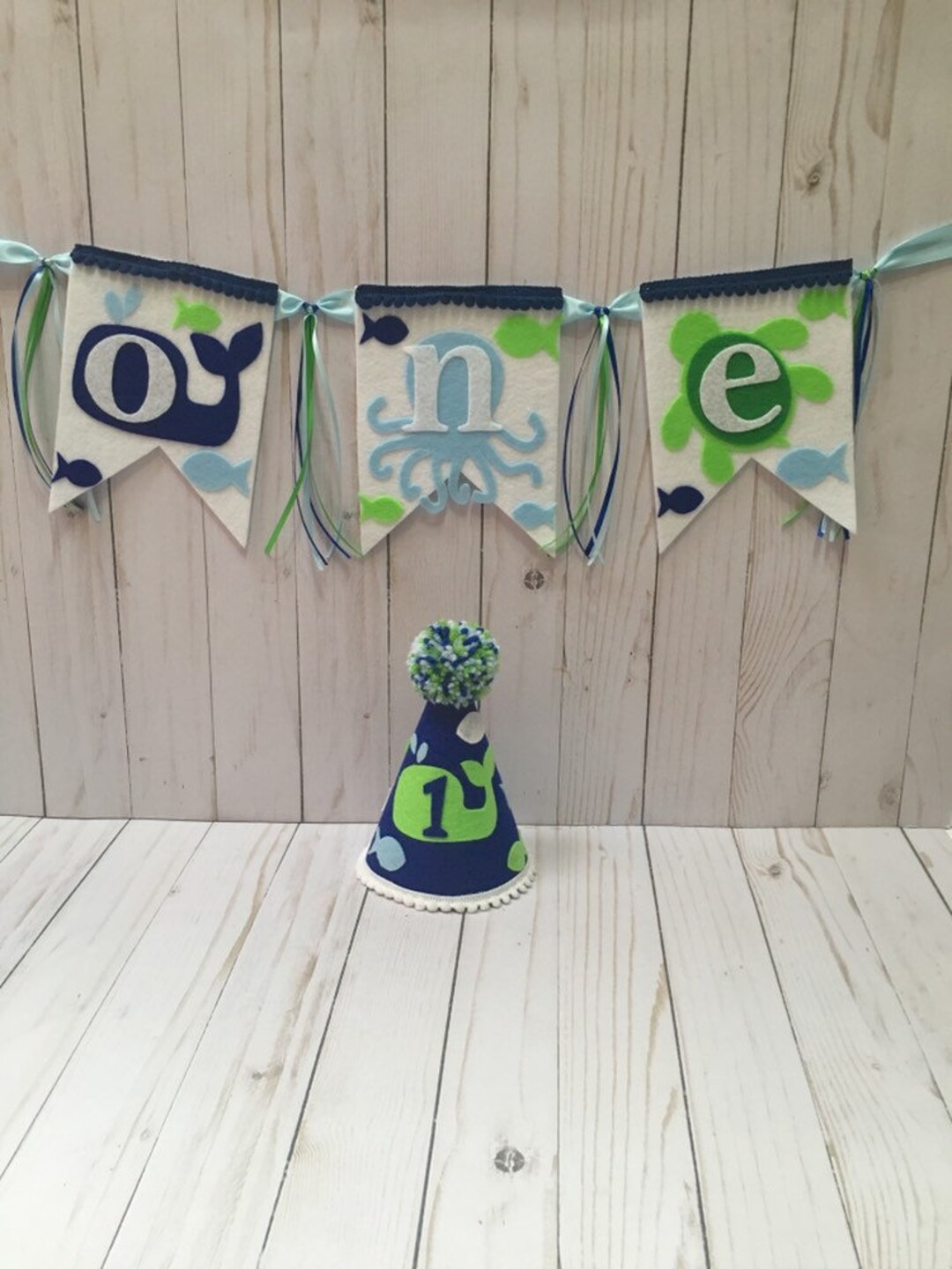 Under the Sea Birthday Hat and Banner - Boys First Birthday - Sea Life ...