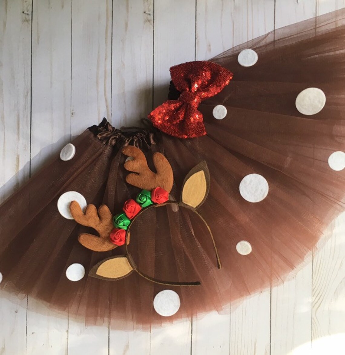 Reindeer Costume Girls Deer Outfit Brown Deer Tutu - Etsy