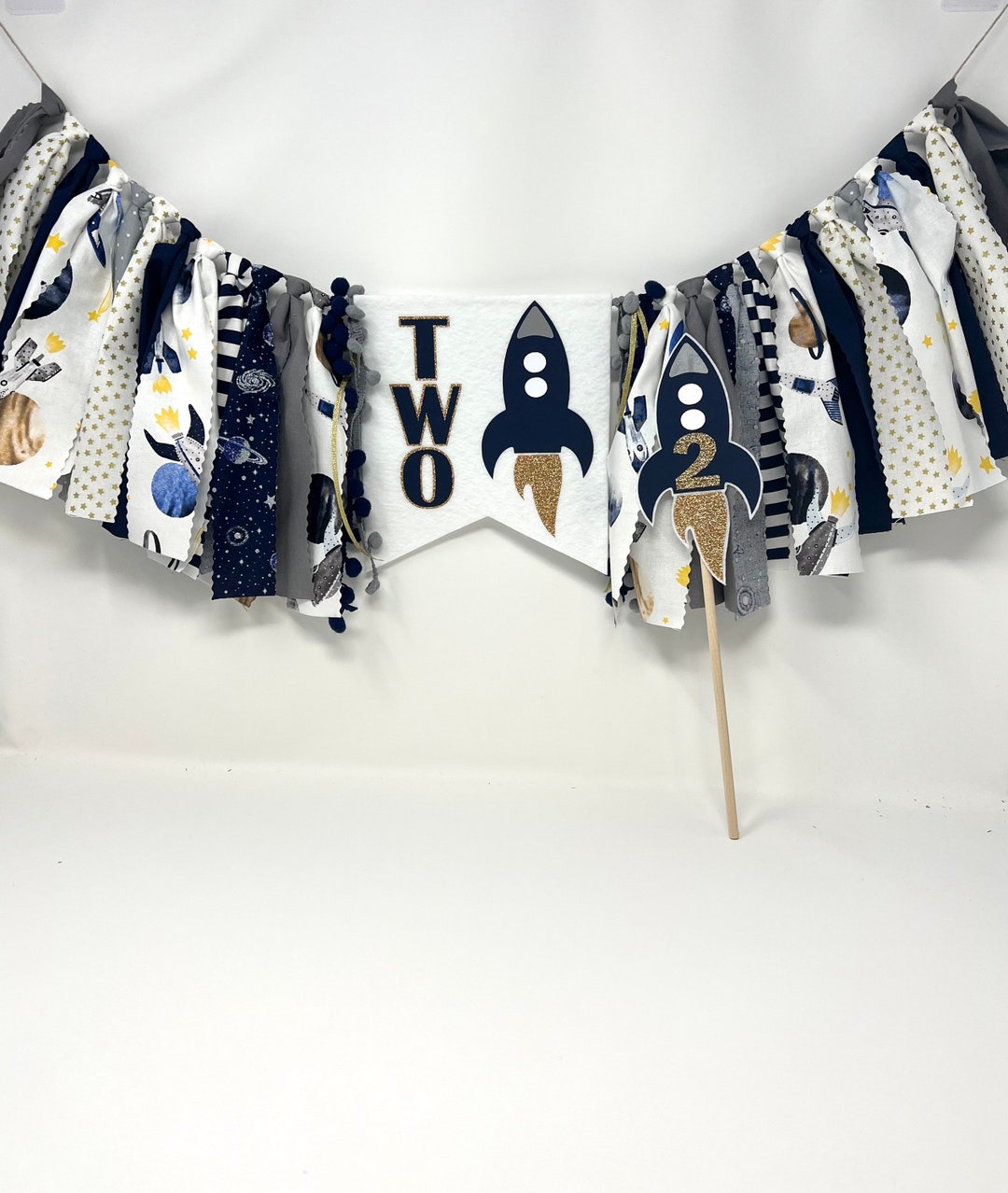 Two the Moon Banner - Rocket Ship Birthday Banner - Boys 2nd Birthday ...