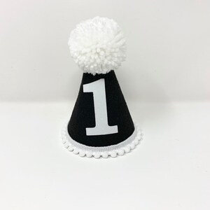 Black and White First Birthday High Chair Banner 1st Birthday Party Hat ...