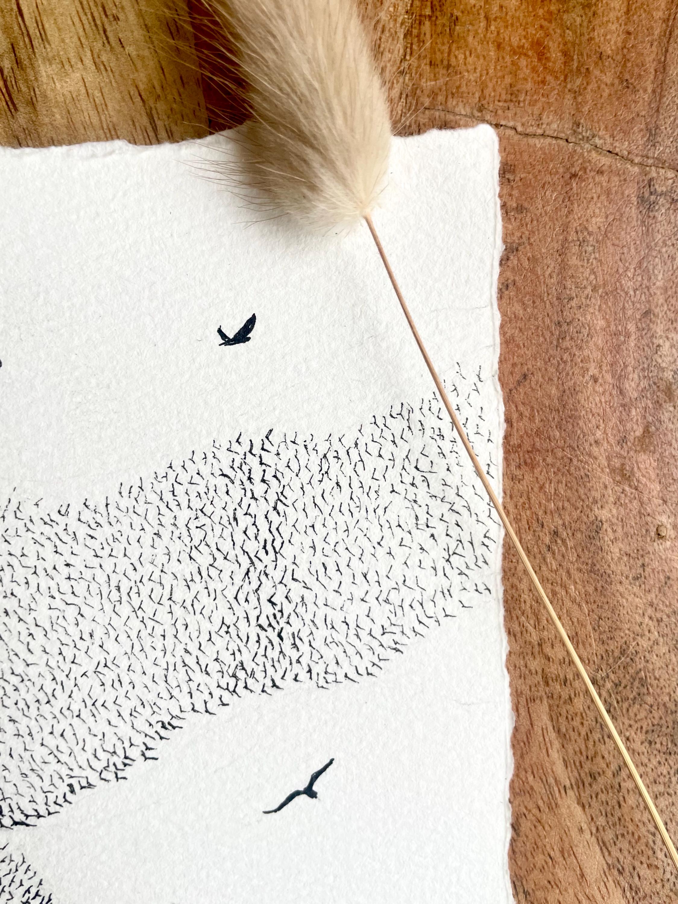 Wave: Small Murmuration Drawing - Etsy