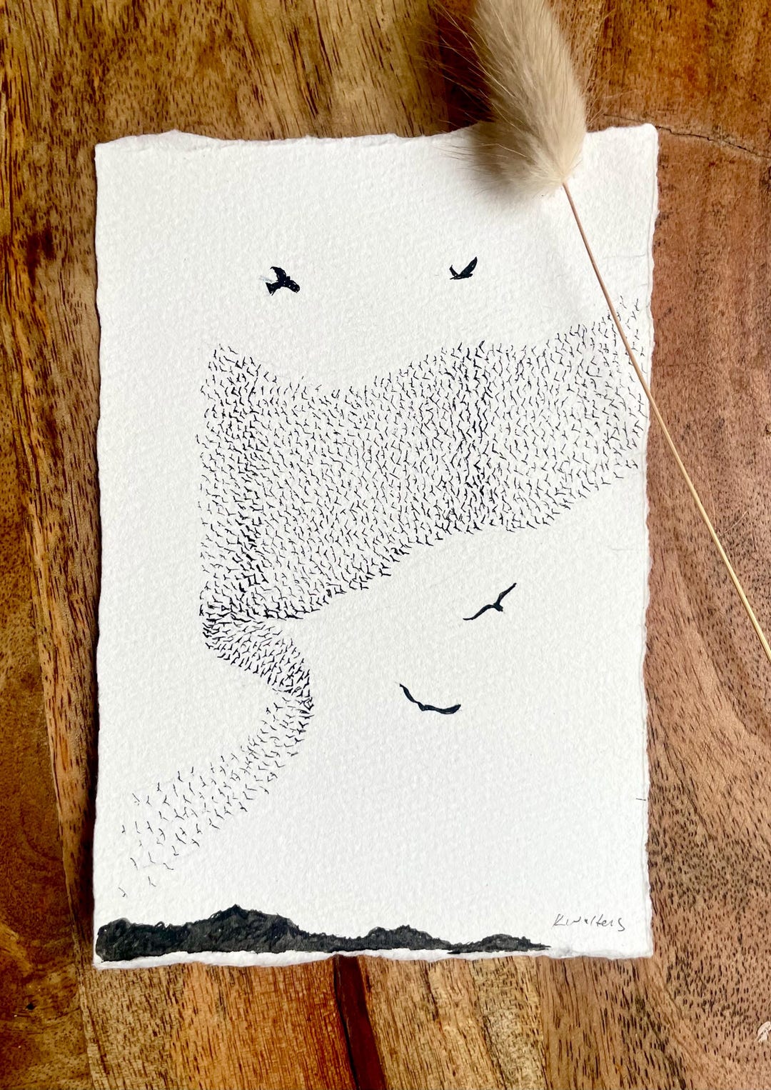 Wave: Small Murmuration Drawing - Etsy