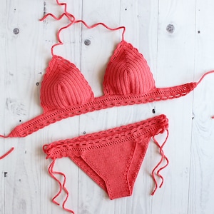 Coral Bikini Crochet - Crochet Bikini Set - Crocheted Swim Suit ...