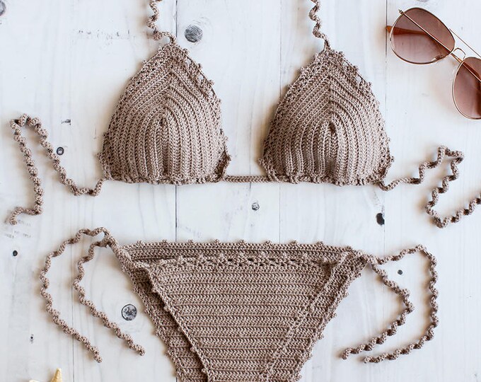Brazilian Bikini Set Guava, Triangle Crochet Bikini Set, Crochet ...