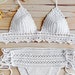 Lace up Swimsuit Crochet, Bohemian White Crochet Lace High Rise Bikini ...