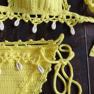 Brazilian Crochet Bikini With Sea Shells, Bohemian Crochet Swimsuit ...