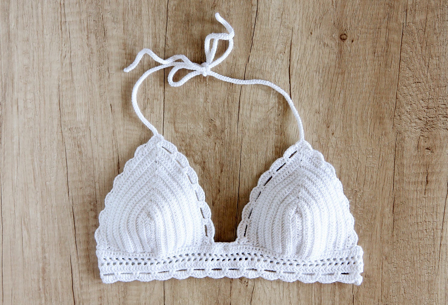 White Crochet Bikini Top - Crochet Halter Bikini Top - Crochet Bra Top ...