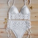 High Waist Crochet Swimsuit, Lace High Waisted Crochet Bikini Set, Lace ...