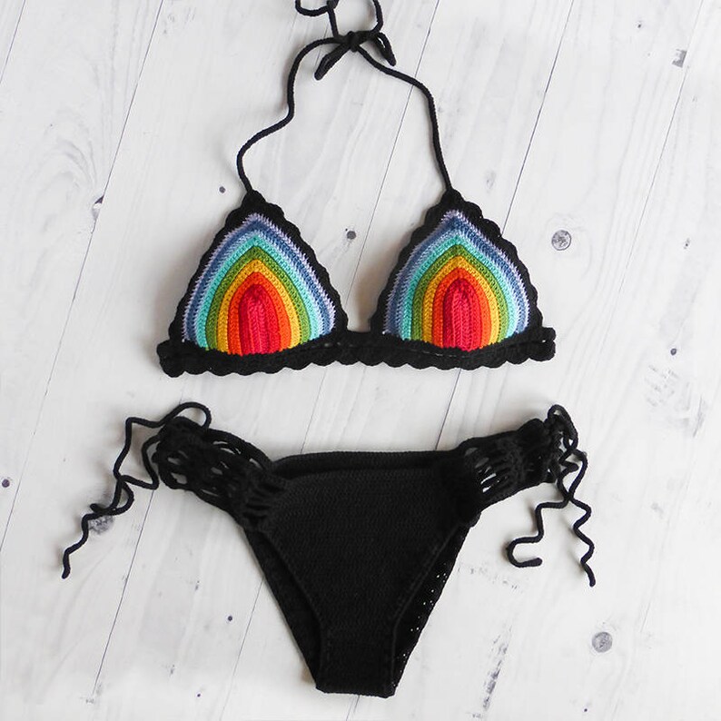 Rainbow Crochet Bikini, Brazilian Bikini Set, Woman Crochet Two Piece ...