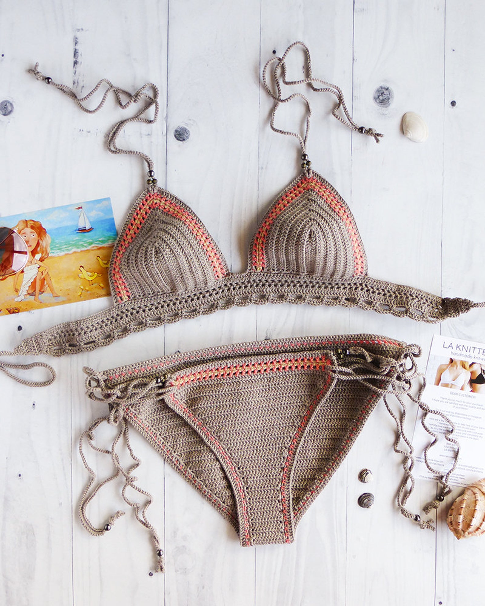 Crochet Swimsuit With Beads, Crochet Bikini Set, Bohemian Bikini, Boho ...
