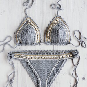 Crochet Bikini Set With Sea Shells, Bohemian Crochet Swimwear, Boho ...