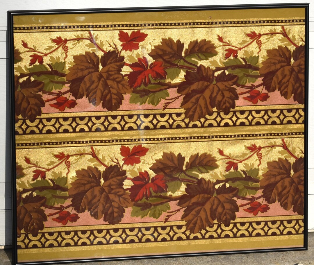 Vintage 20" X 24" Original 1880 Framed Wallpaper Border Artwork From ...