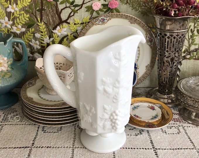Milk Glass Pitcher Vintage Pitcher White Pitcher Water Pitcher Antique ...