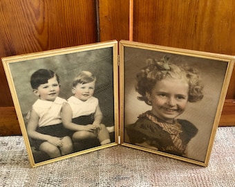 Double Frame Brass Picture Frame Vintage Frame Brass Frame Gold Frame ...