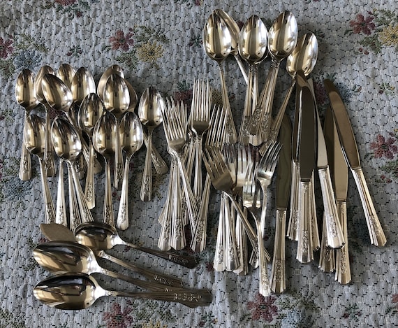 52 Vintage Silverware Set Vintage Flatware Set Antique - Etsy