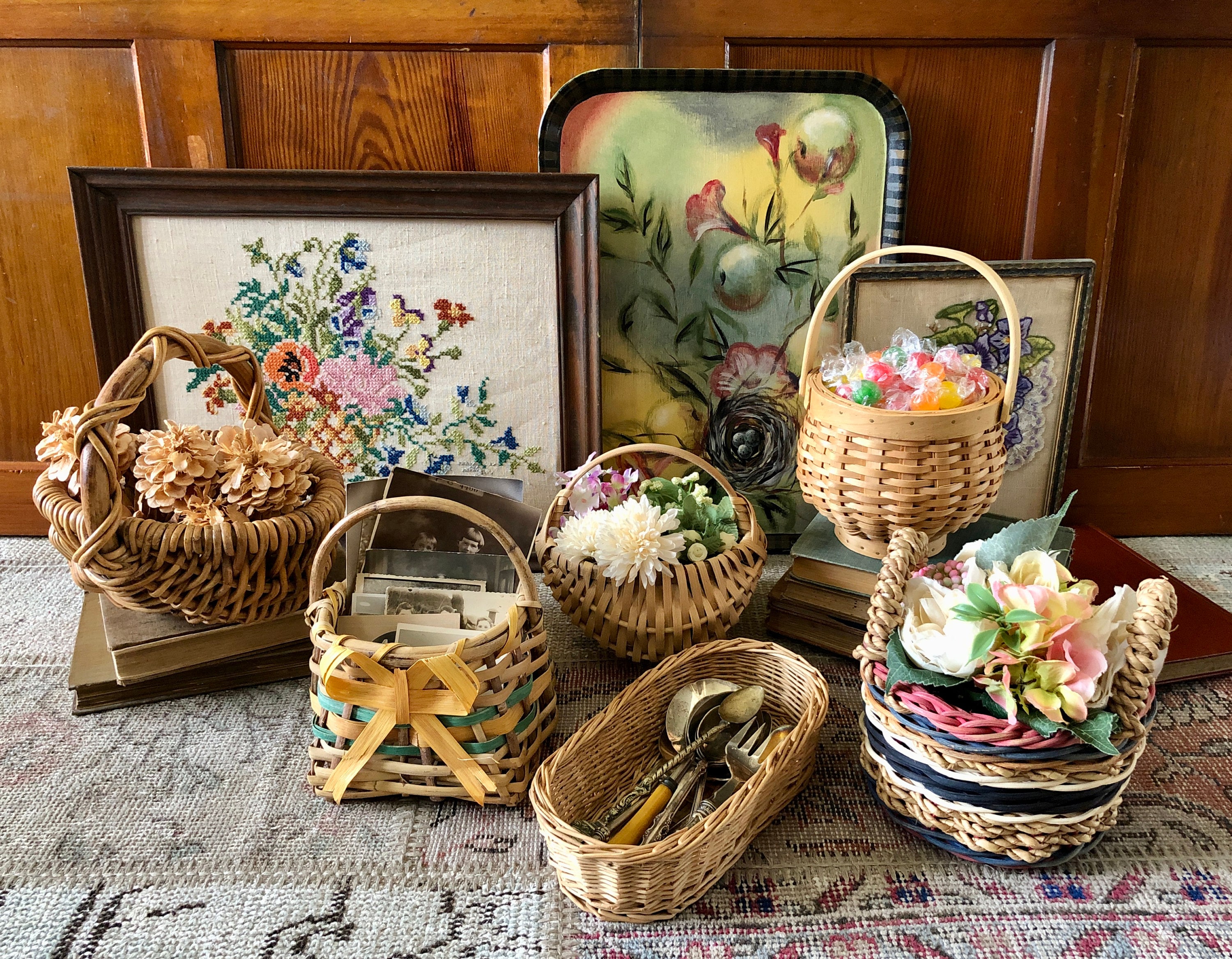 Wicker Basket Small Basket With Handle Storage Baskets Old Basket ...