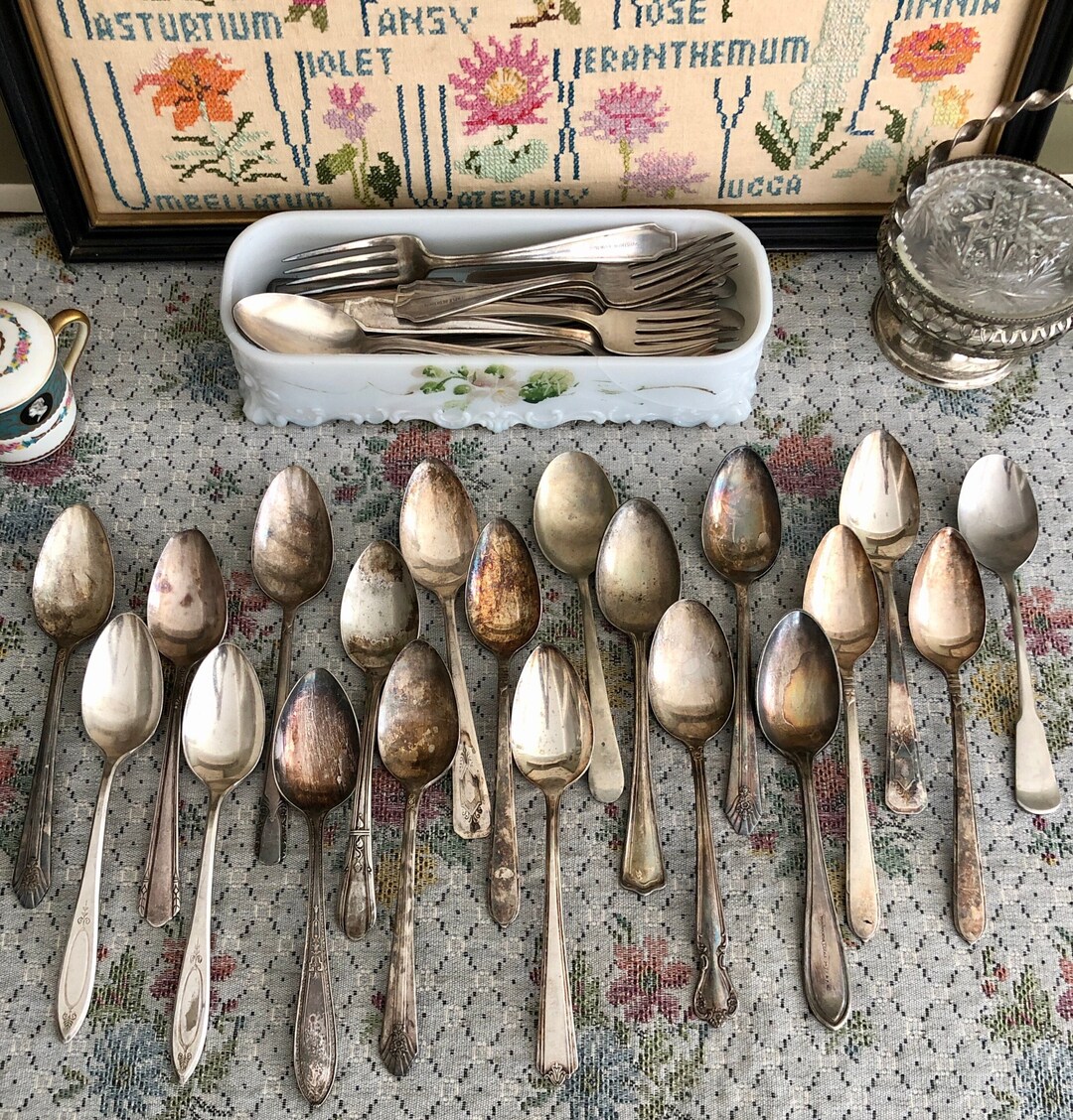 20 Vintage Spoons Vintage Silverware Vintage Flatware Antique Spoons ...