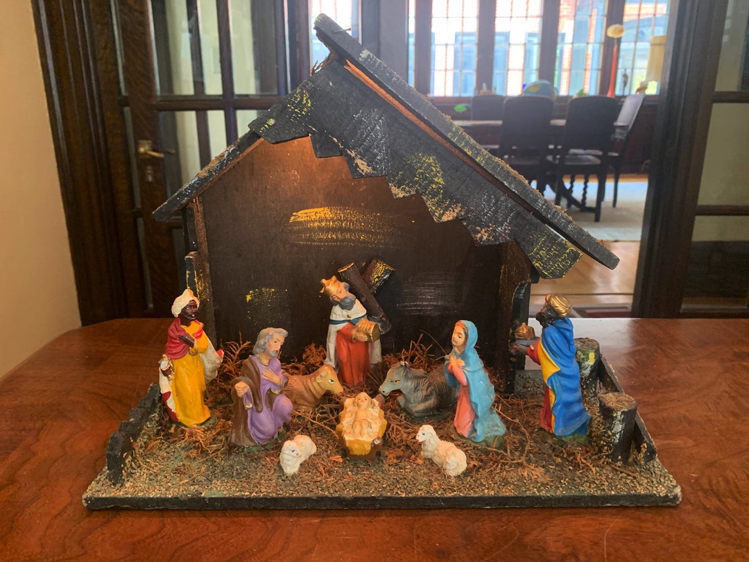 Vintage Nativity Set Manger Creche Religious Decor Christmas Decor ...