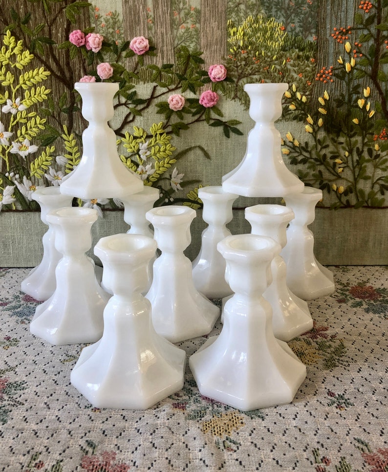 Milk Glass Candlesticks Milk Glass Candle Holder White - Etsy