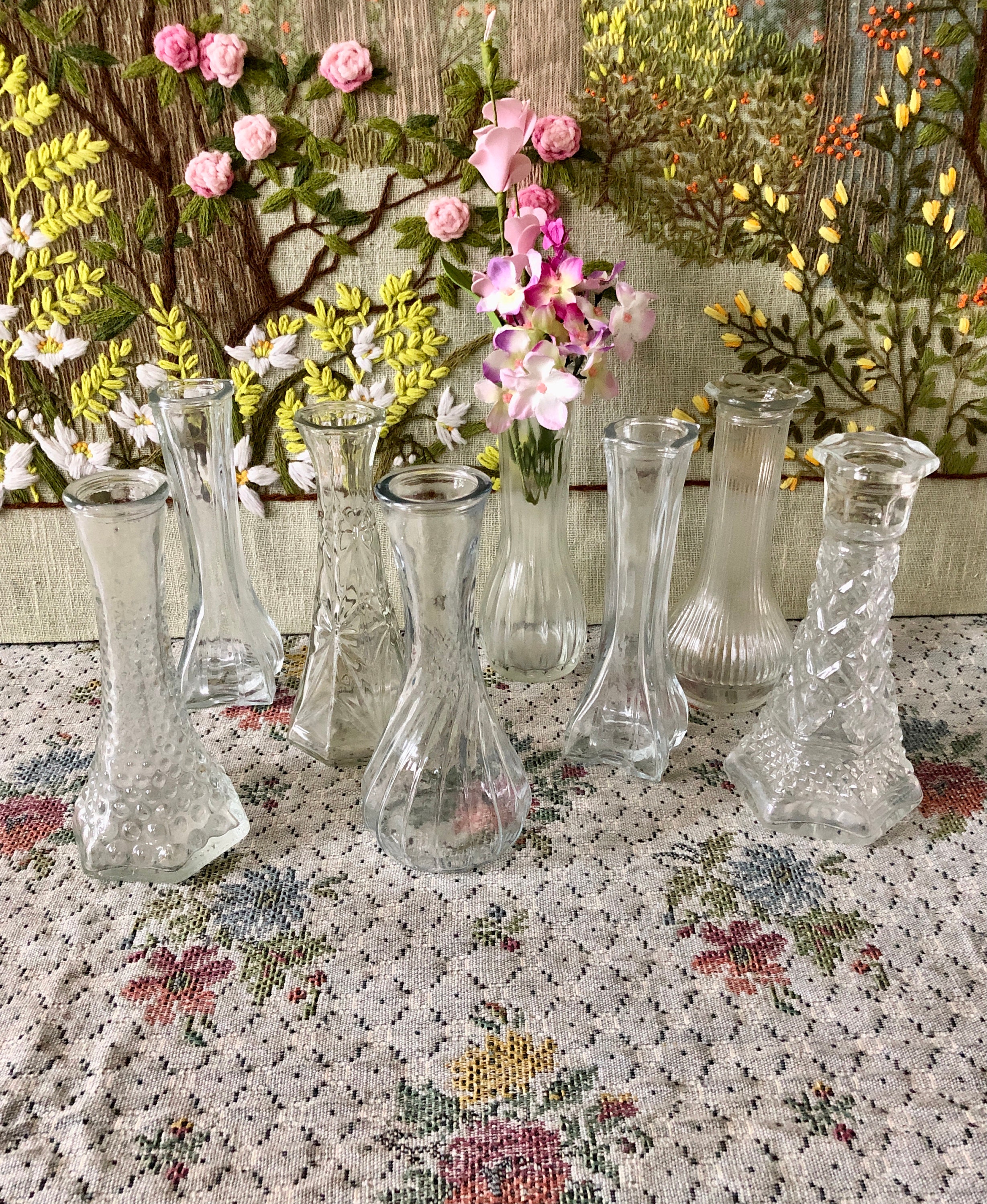 8 Vintage Vases for Flowers Vases for Centerpiece Vases Glass | Etsy