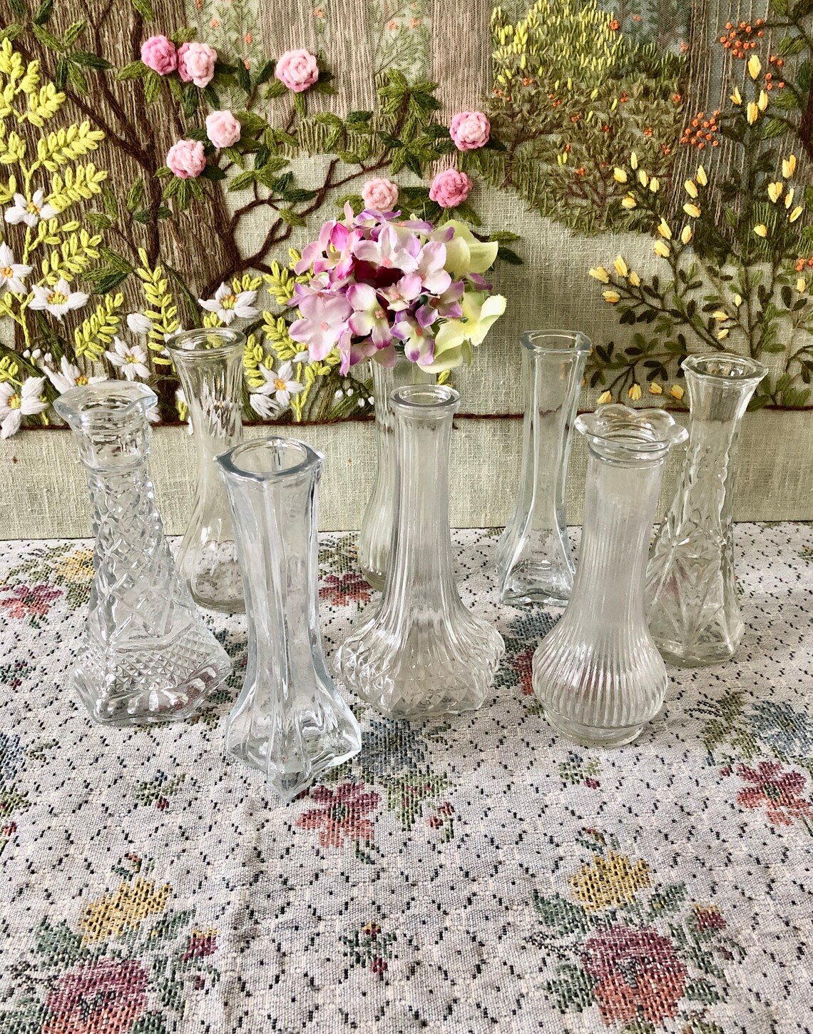 8 Vintage Vases for Flowers Vases for Centerpiece Vases Glass - Etsy