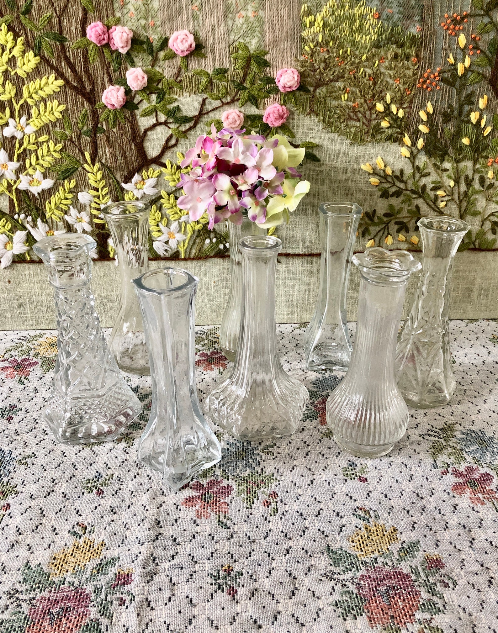 8 Vintage Vases for Flowers Vases for Centerpiece Vases Glass - Etsy