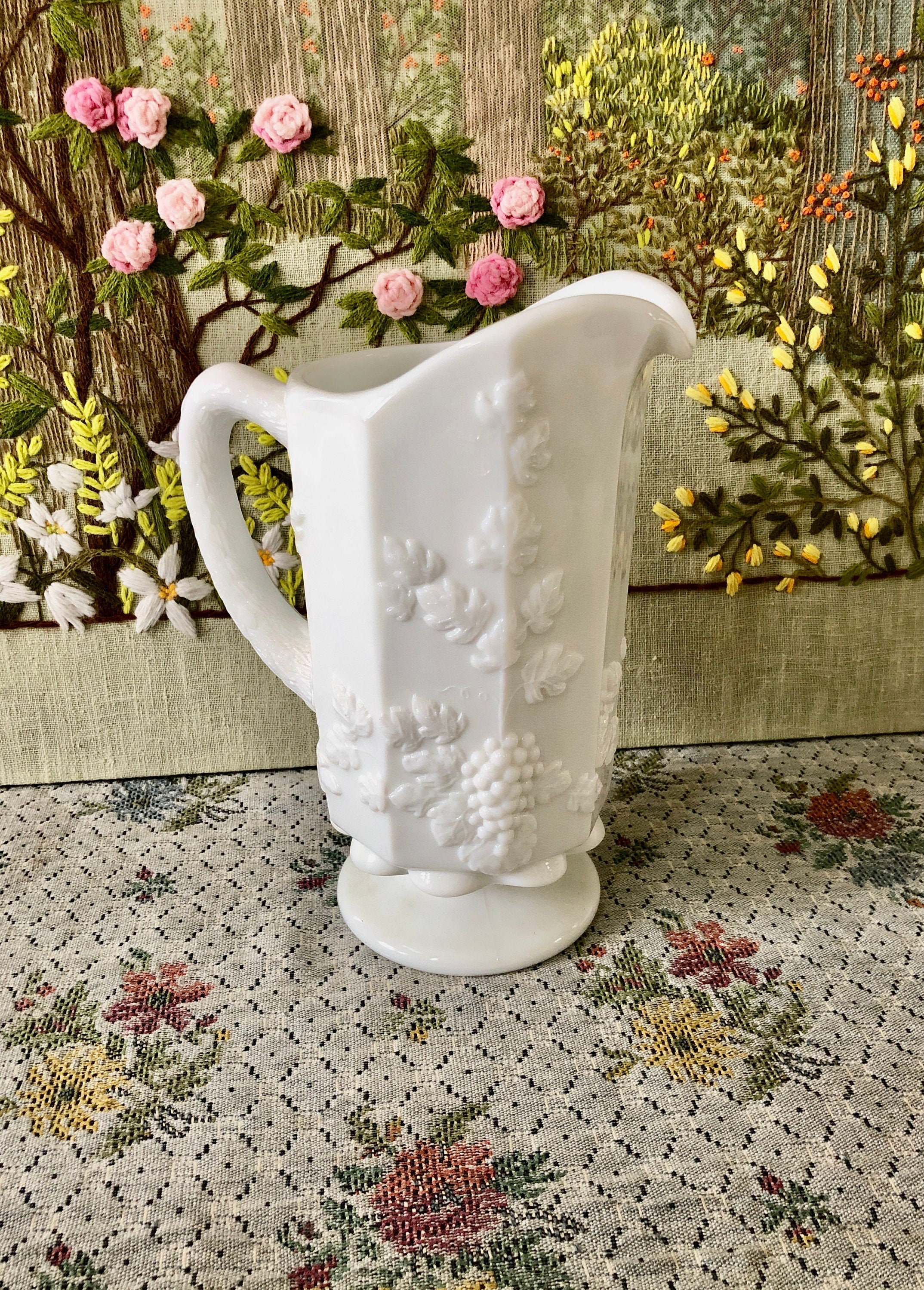 Milk Glass Pitcher Vintage Pitcher White Pitcher Water Pitcher | Etsy