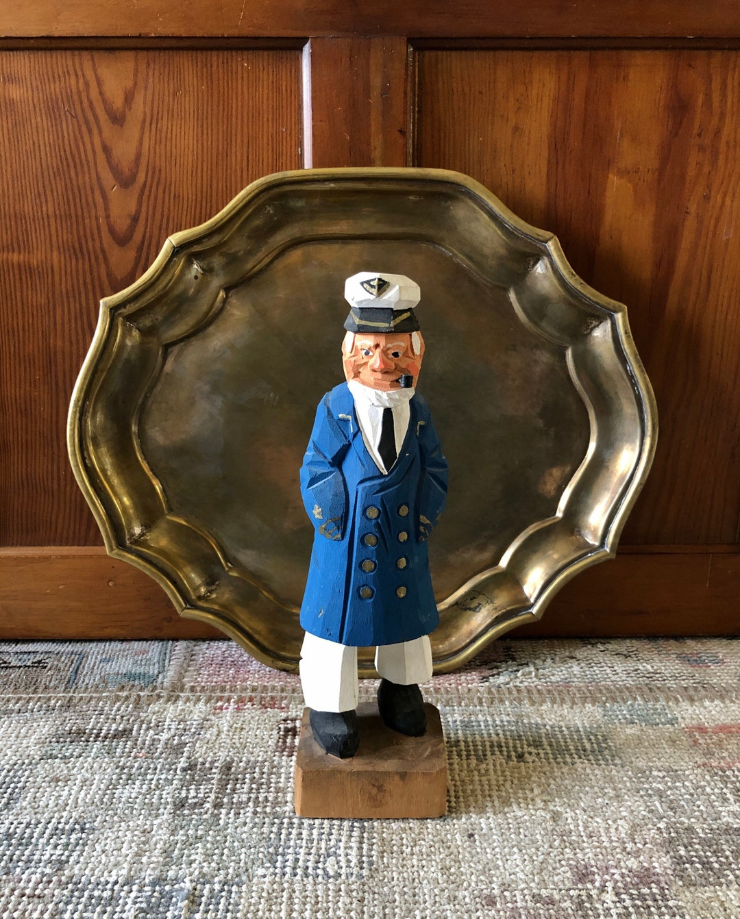 Tall Carved Sailor Carved Wood Sailor Vintage Nautical Decor Sailing ...