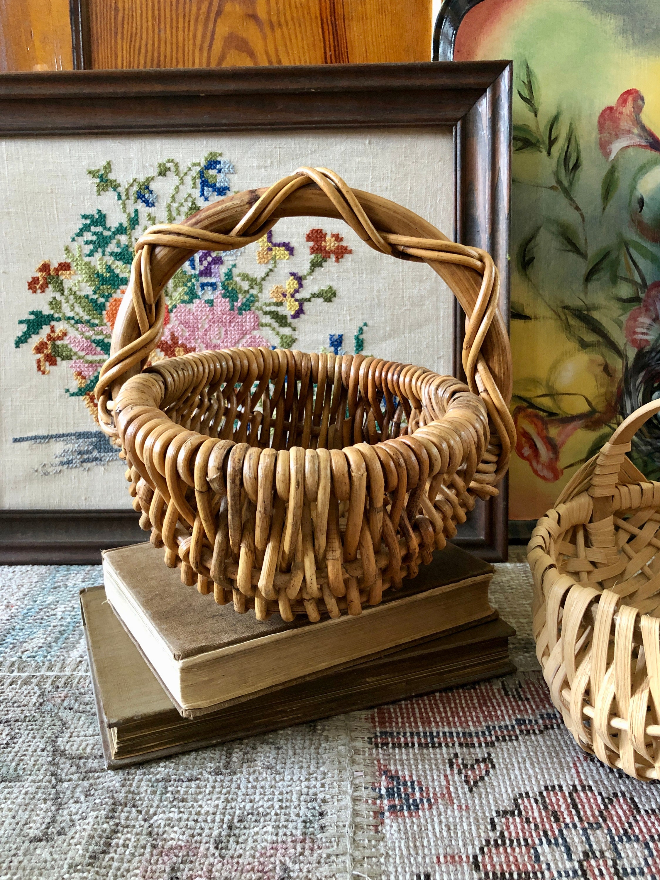 Wicker Basket Small Basket With Handle Storage Baskets Old Basket ...
