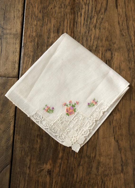 Vintage wedding hankerchief - Gem