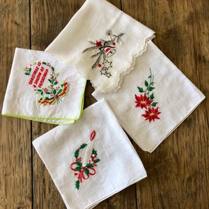 Christmas Hankies Vintage Handkerchief Women Christmas Handkerchief ...