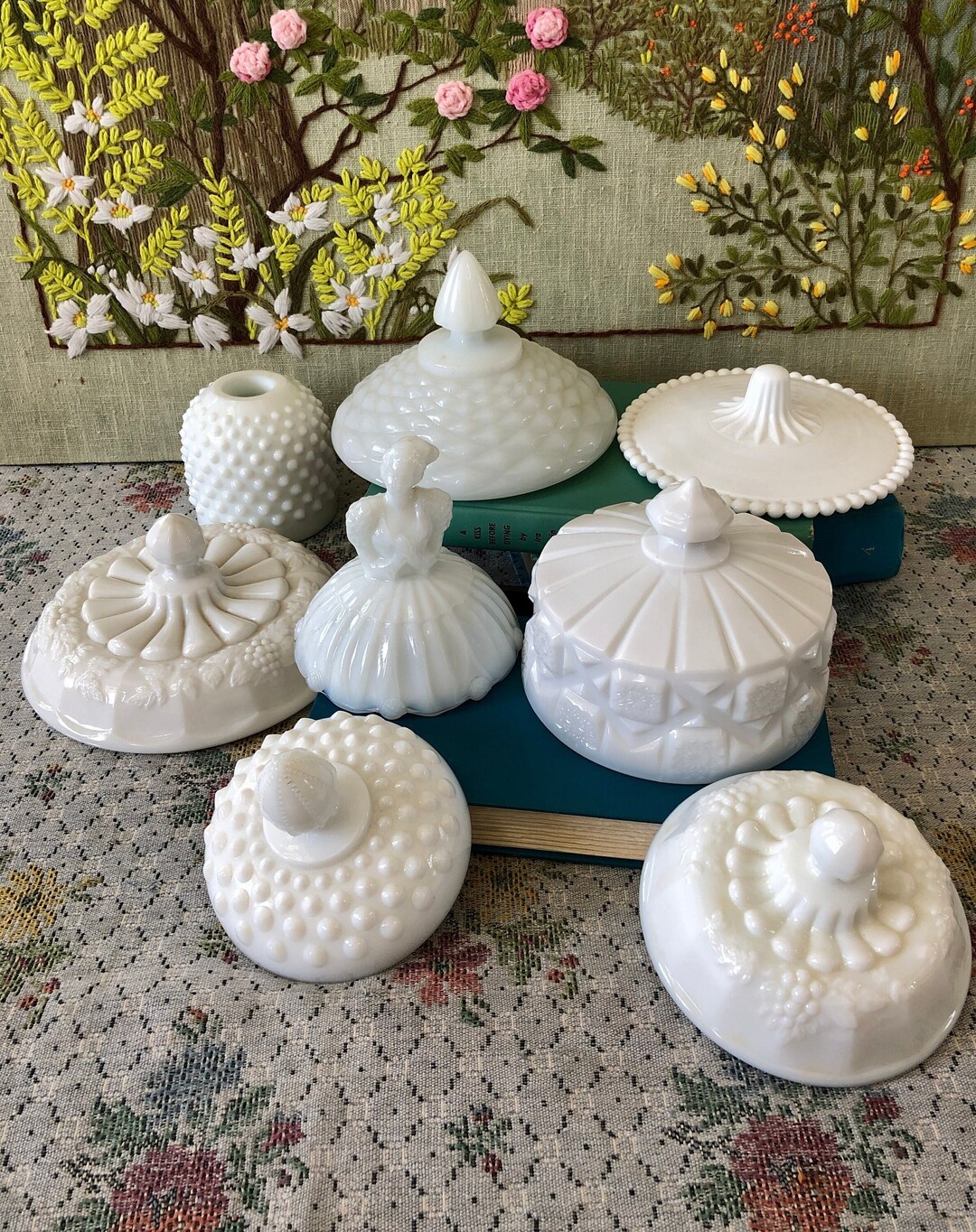 Milk Glass Lids Replacement Lids Milk Glass Bowl Lids Milk Glass Candy ...