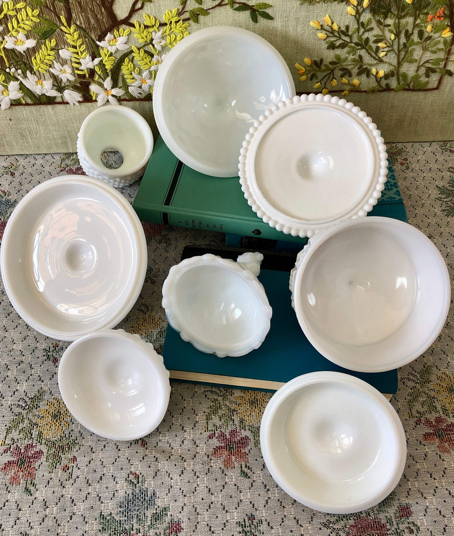 Milk Glass Lids Replacement Lids Milk Glass Bowl Lids Milk - Etsy