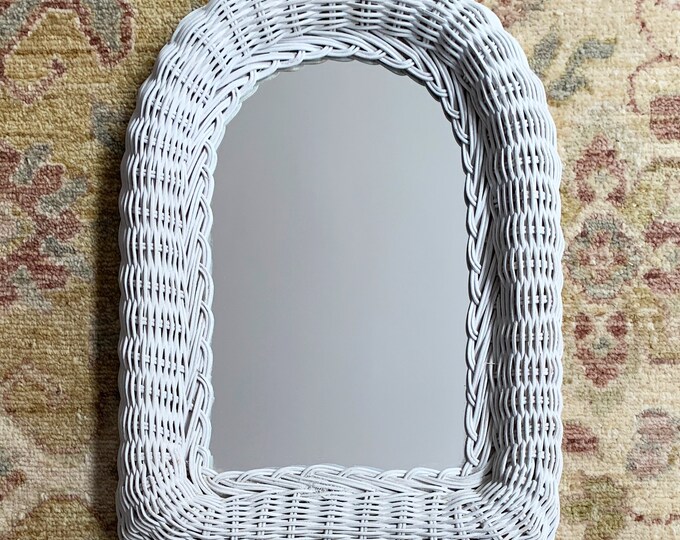 Vintage Cottage Chic Arched Wicker Mirror Perfect Size for - Etsy