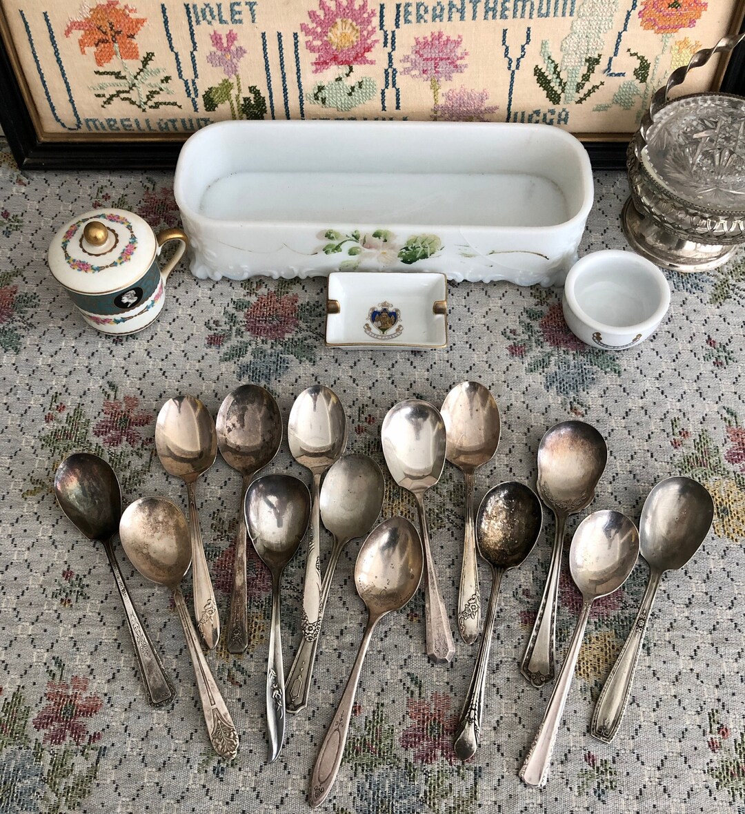 14 Antique Spoons Vintage Spoons Vintage Teaspoons Vintage Silverware ...