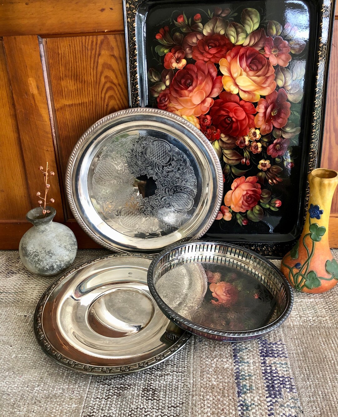 3 Trays Vintage Tray Vintage Silver Tray Serving Tray Silverplate Tray ...
