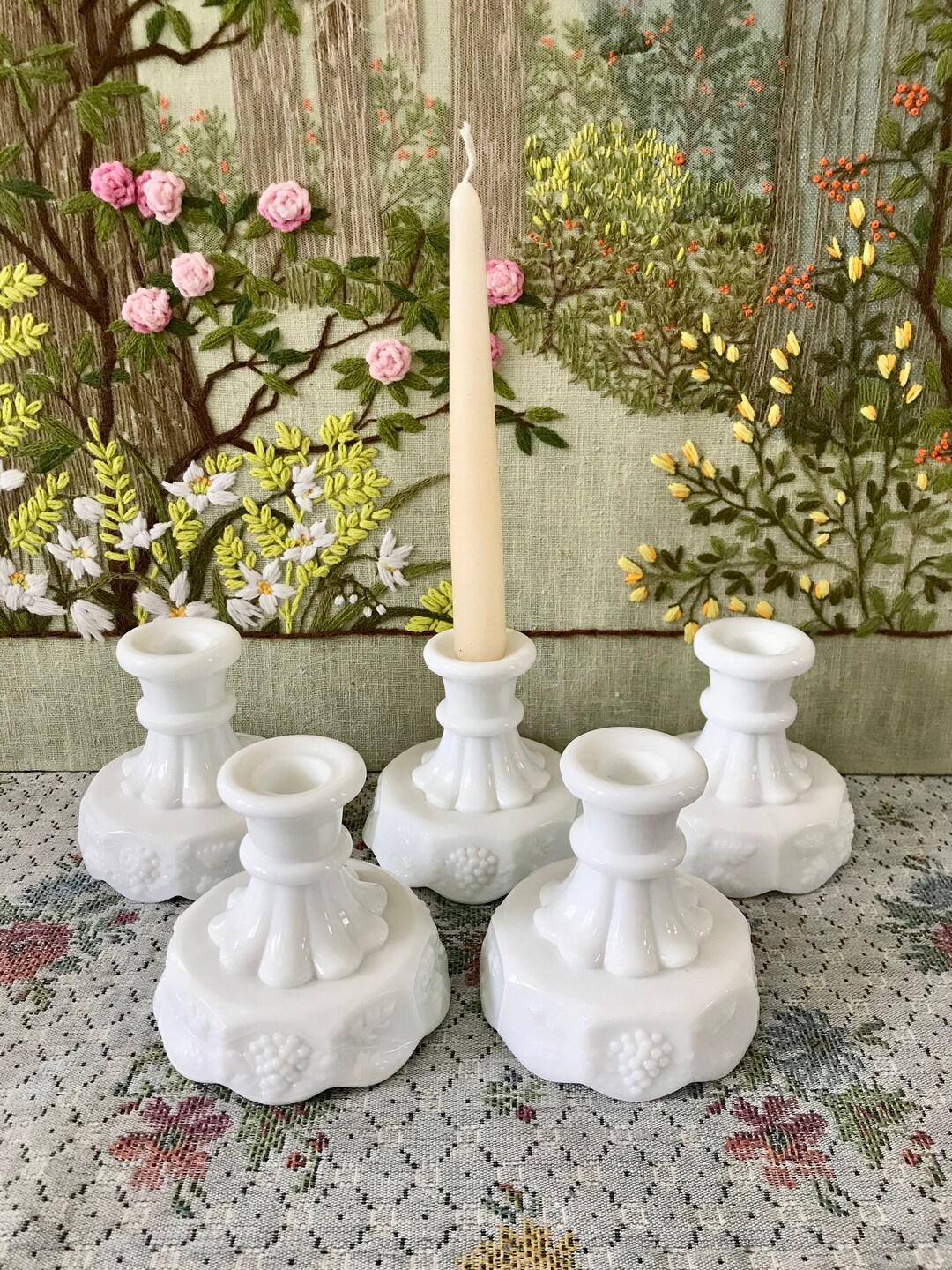 Milk Glass Candle Holder Milk Glass Candlestick Holder White Candle ...