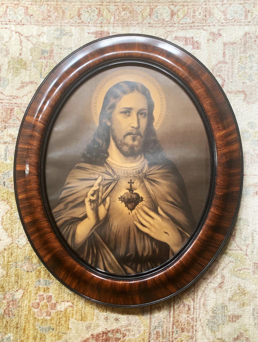 Antique Portrait Jesus Portrait Frame Vintage Oval Frames Religious Art ...