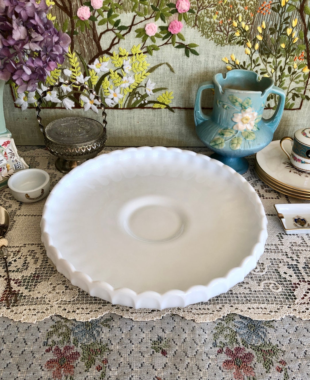 Milk Glass Plates Milk Glass Bowl Milk Glass Cake Plate White Dessert ...