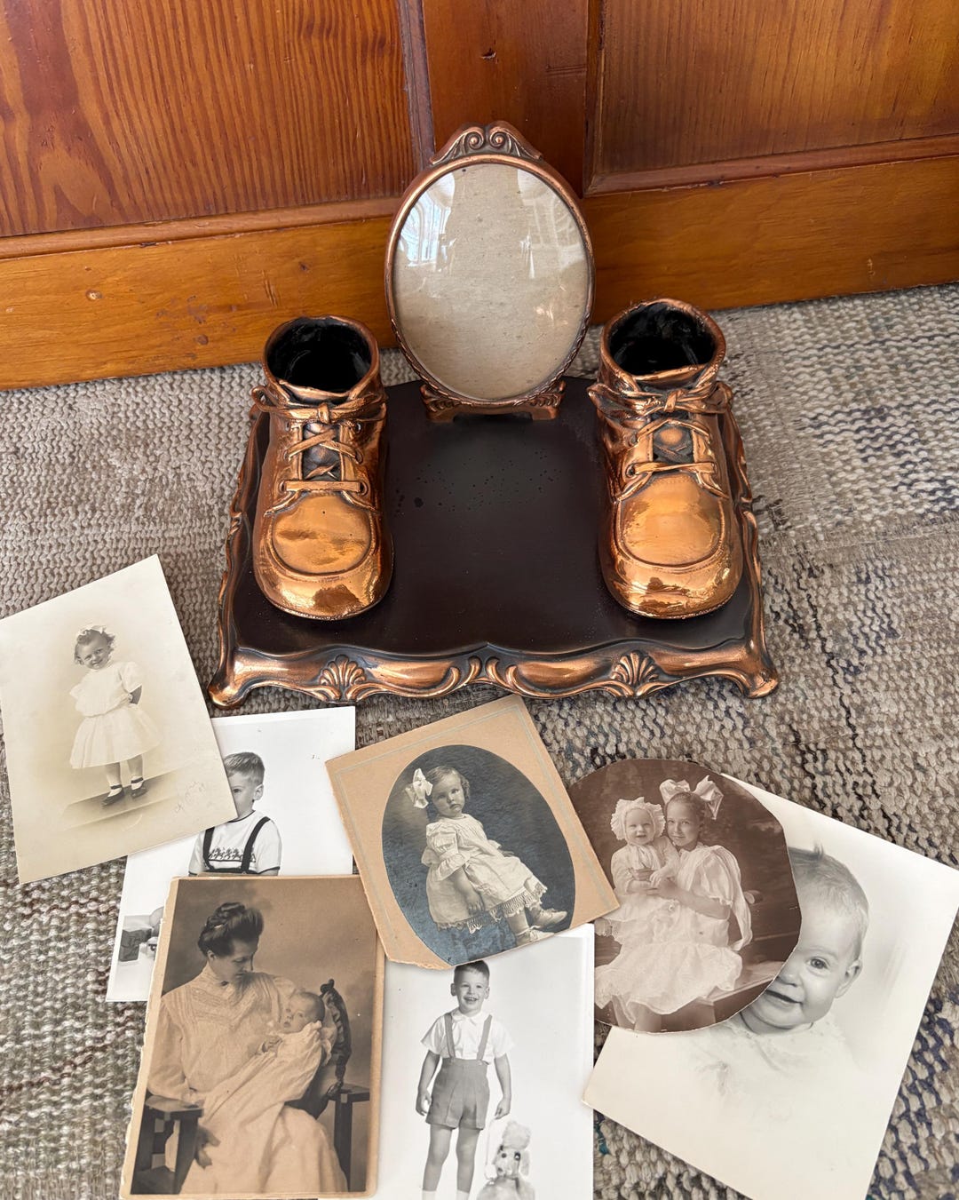 Vintage Frame Bronze Baby Shoes Copper Baby Shoes Baby Shoes Baby Frame ...