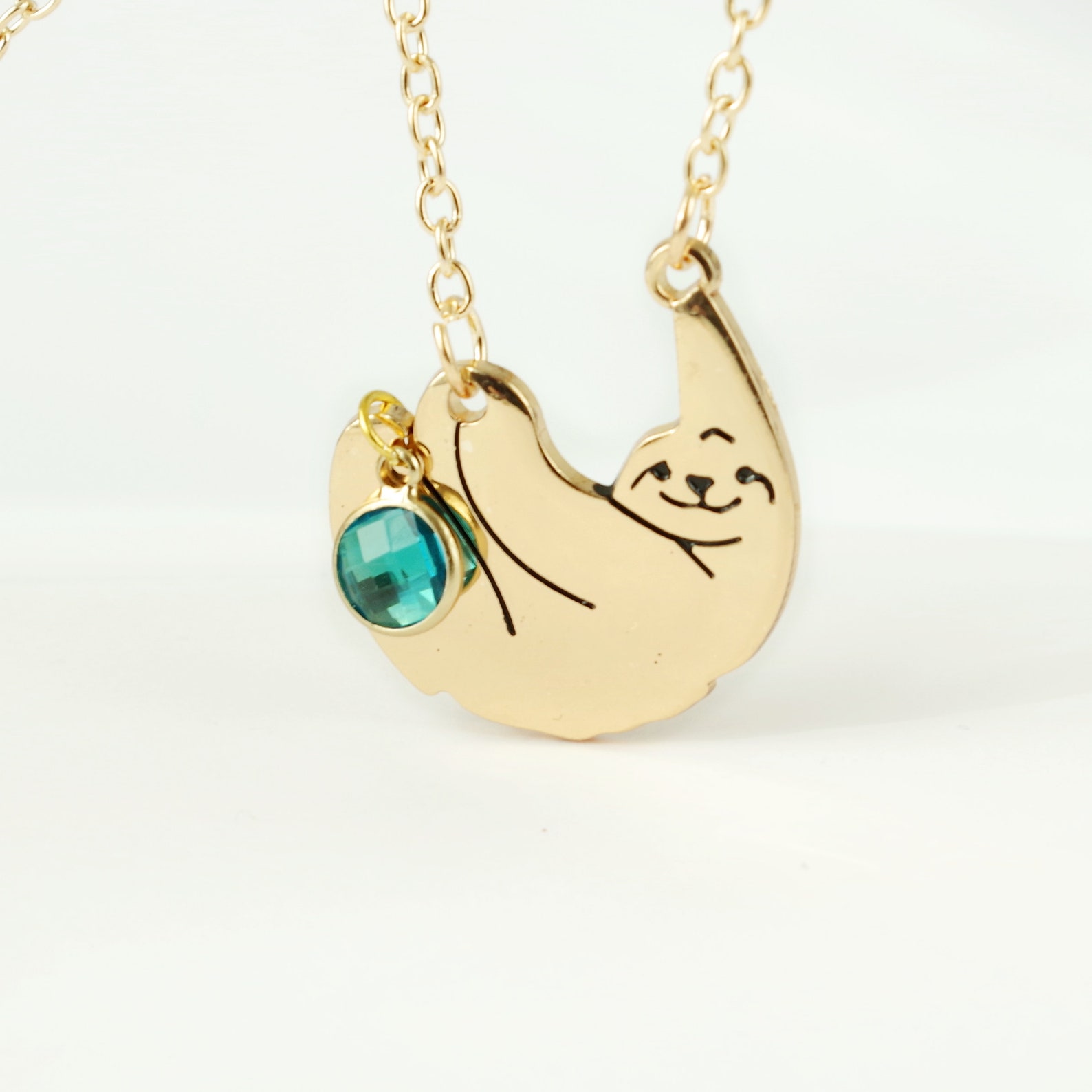 Gold Sloth necklace Layering jewelry Personalized gift for | Etsy