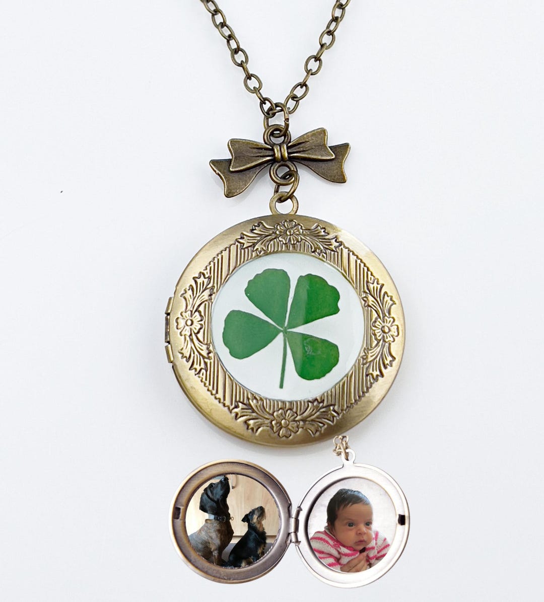 Four Leaf Clover Photo Locket: Personalized Family Keepsake - Etsy
