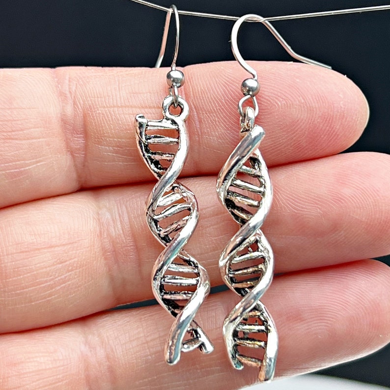 3D DNA Double Helix Earrings: Sterling Silver Plated Science Gift - Etsy