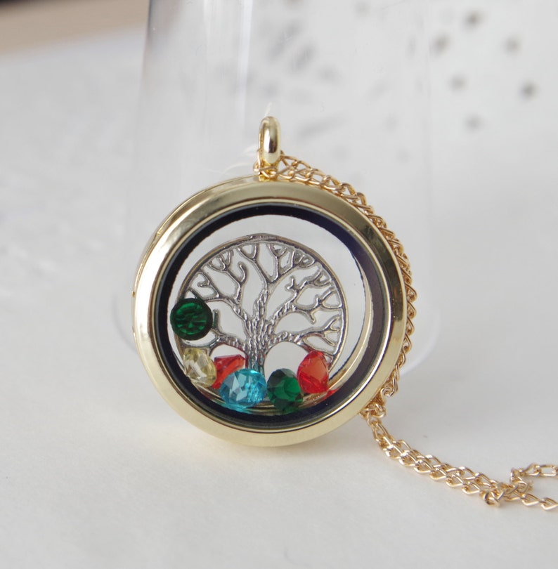 Family Tree Necklace Floating Locket Family Necklace Tree of - Etsy