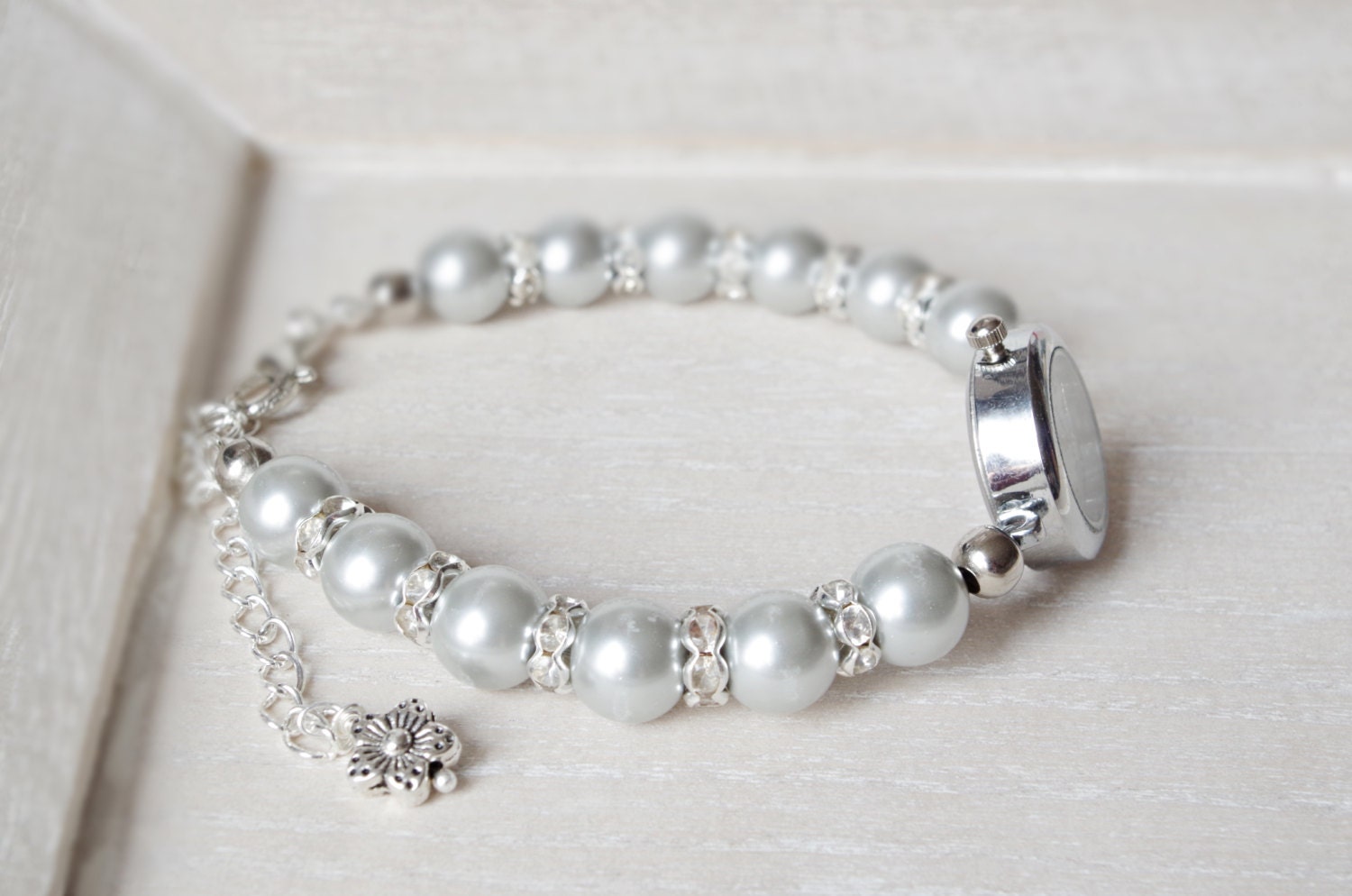 Pearl Bracelet Watch: Silver Plated Bridal Jewelry - Etsy