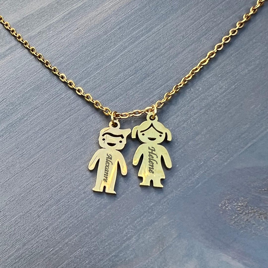 Personalized Child Pendant Necklace: Engraved Name Jewelry Gift - Etsy