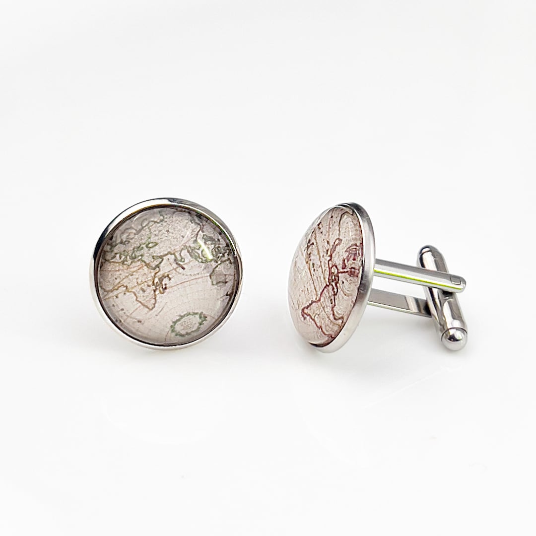 World Map Cufflinks: Vintage Style Personalized Jewelry Gift - Etsy