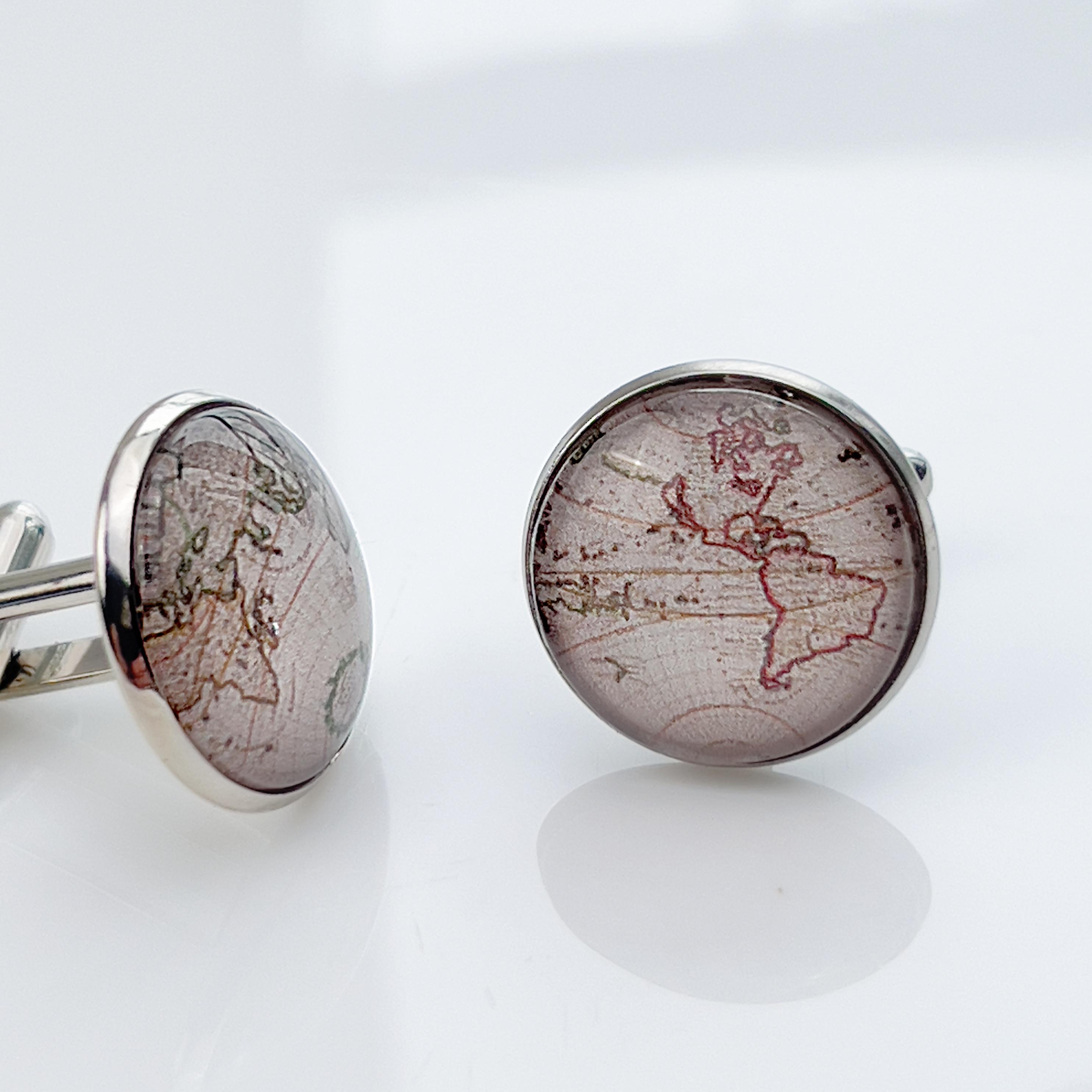 World Map Cufflinks: Vintage Style Personalized Jewelry Gift - Etsy